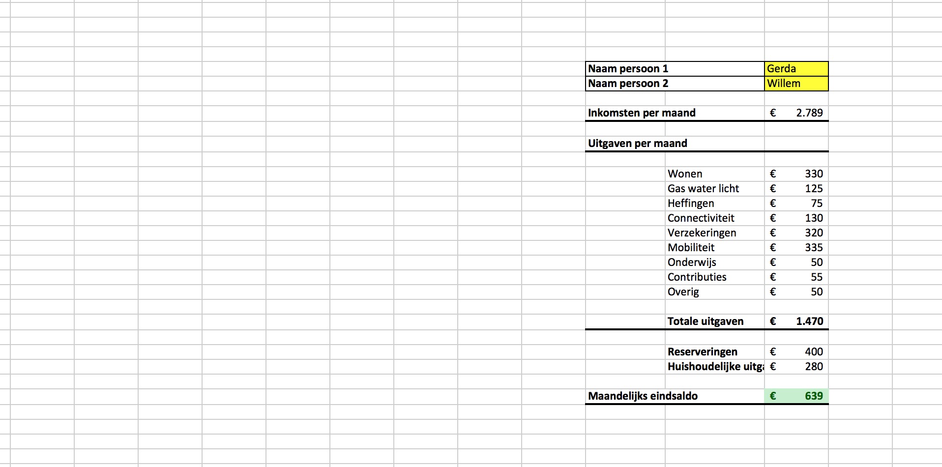 Voorbeeld Van Een Excel Bestand Voor Je Huishoudboekje